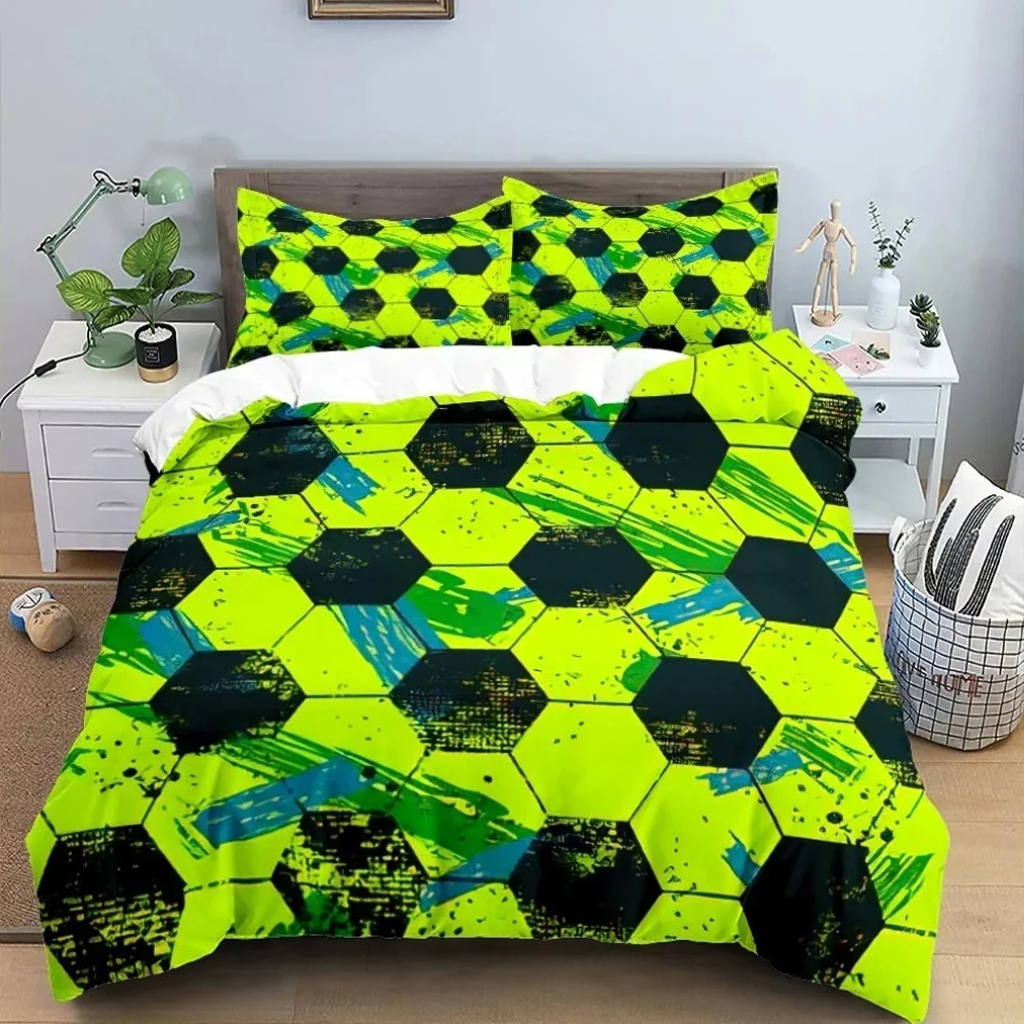 3D Football Duvet Cover Set for Boys Full Size Soccer Bedding Sets ...
