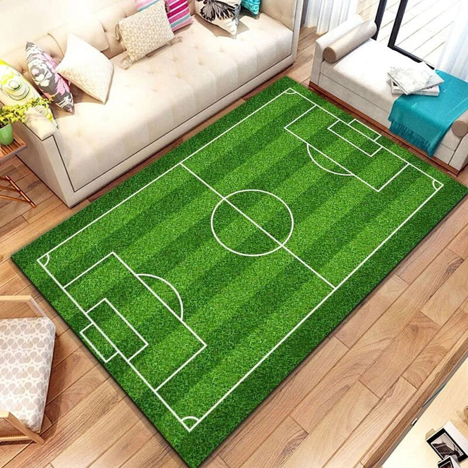 3D Football Field Capet For Kids Room Soft Floor Mat Microfiber Large ...
