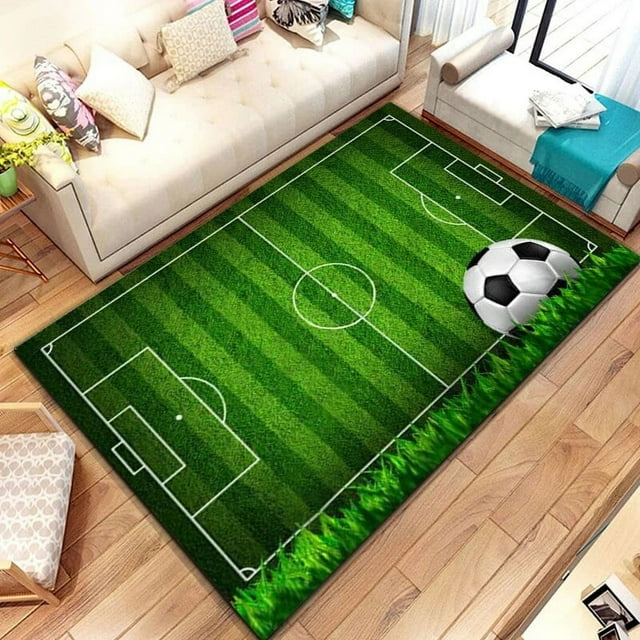 3D Football Field Capet For Kids Room Soft Floor Mat Microfiber Large ...