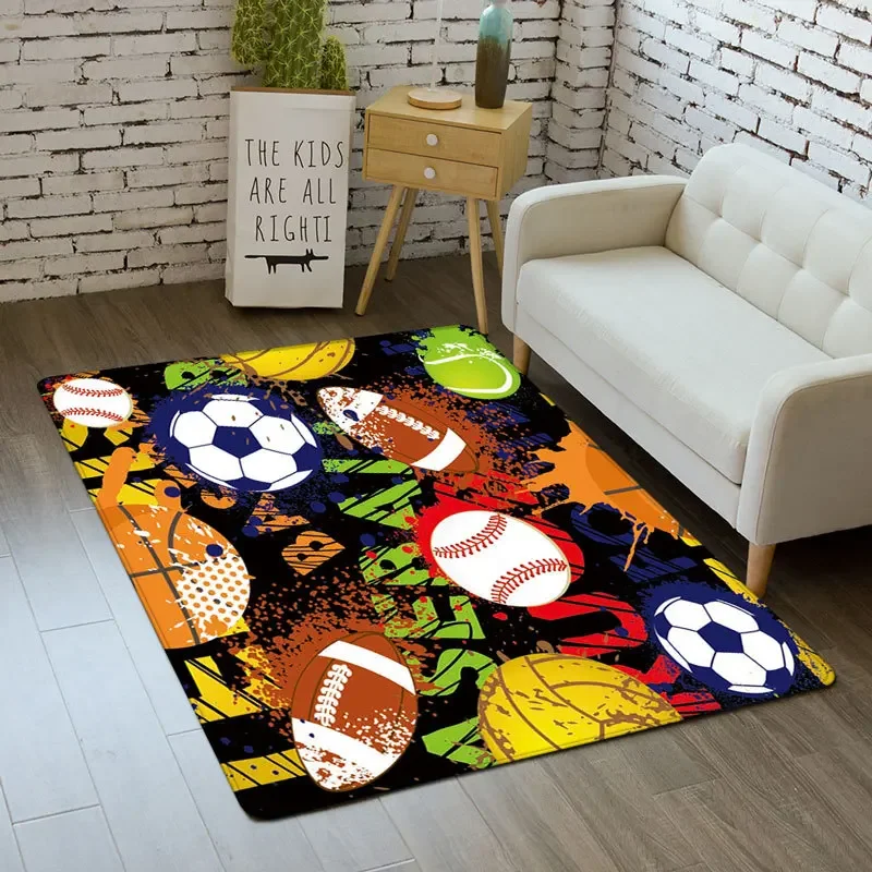 3D Football Field Capet for Kids Room Soft Floor Mat Microfiber Soccor ...