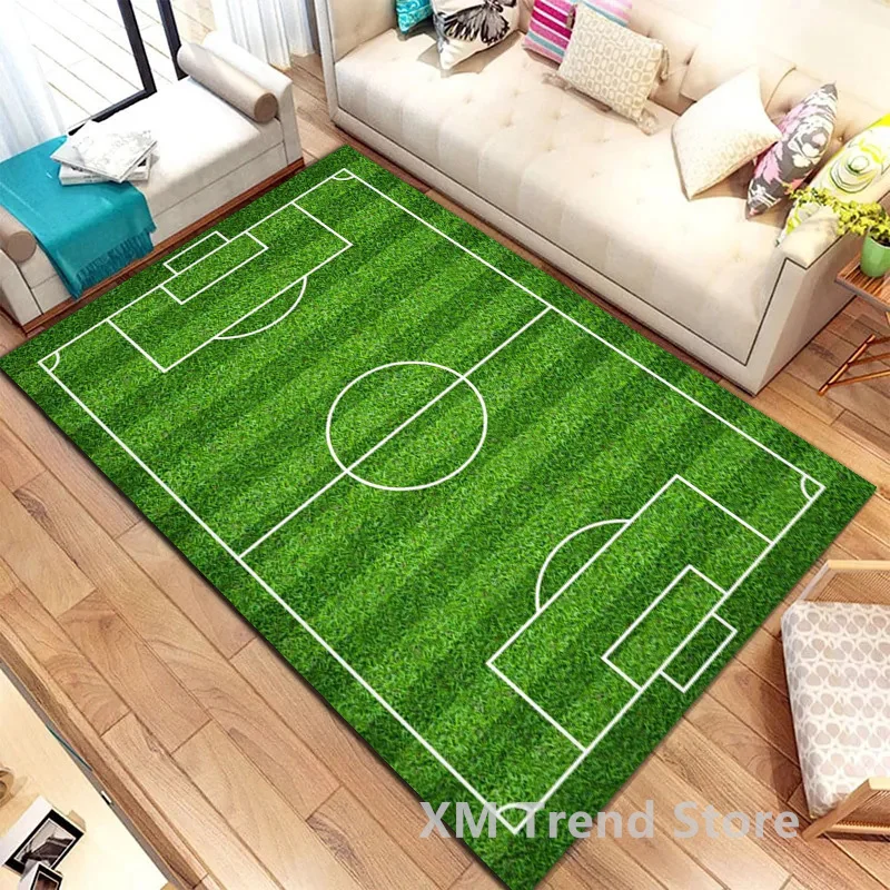 3D Football Field Capet for Kids Room Soft Floor Mat Microfiber Soccor ...