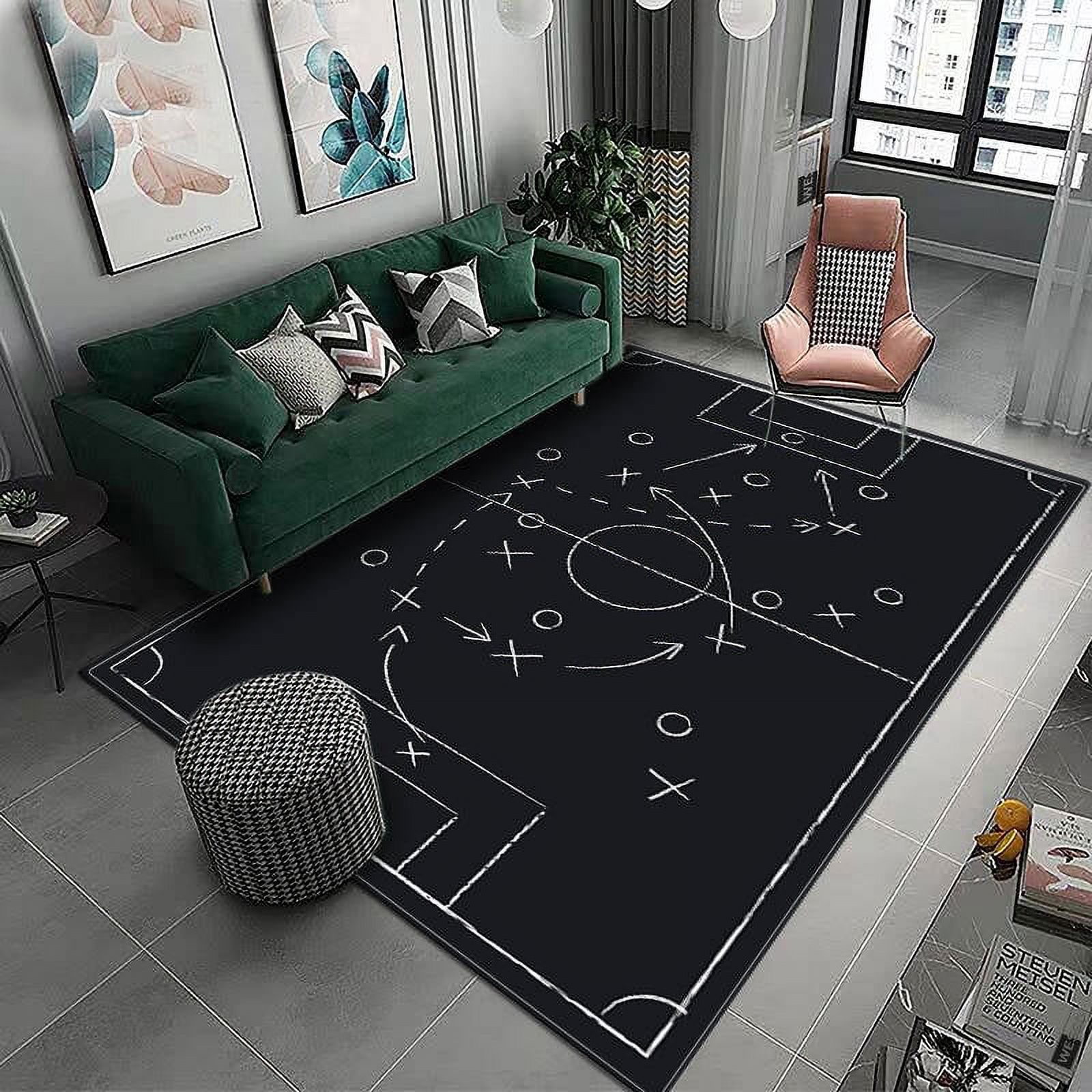 3D Football Field Carpet for Kids Room Soft Floor Mat Microfiber Large ...