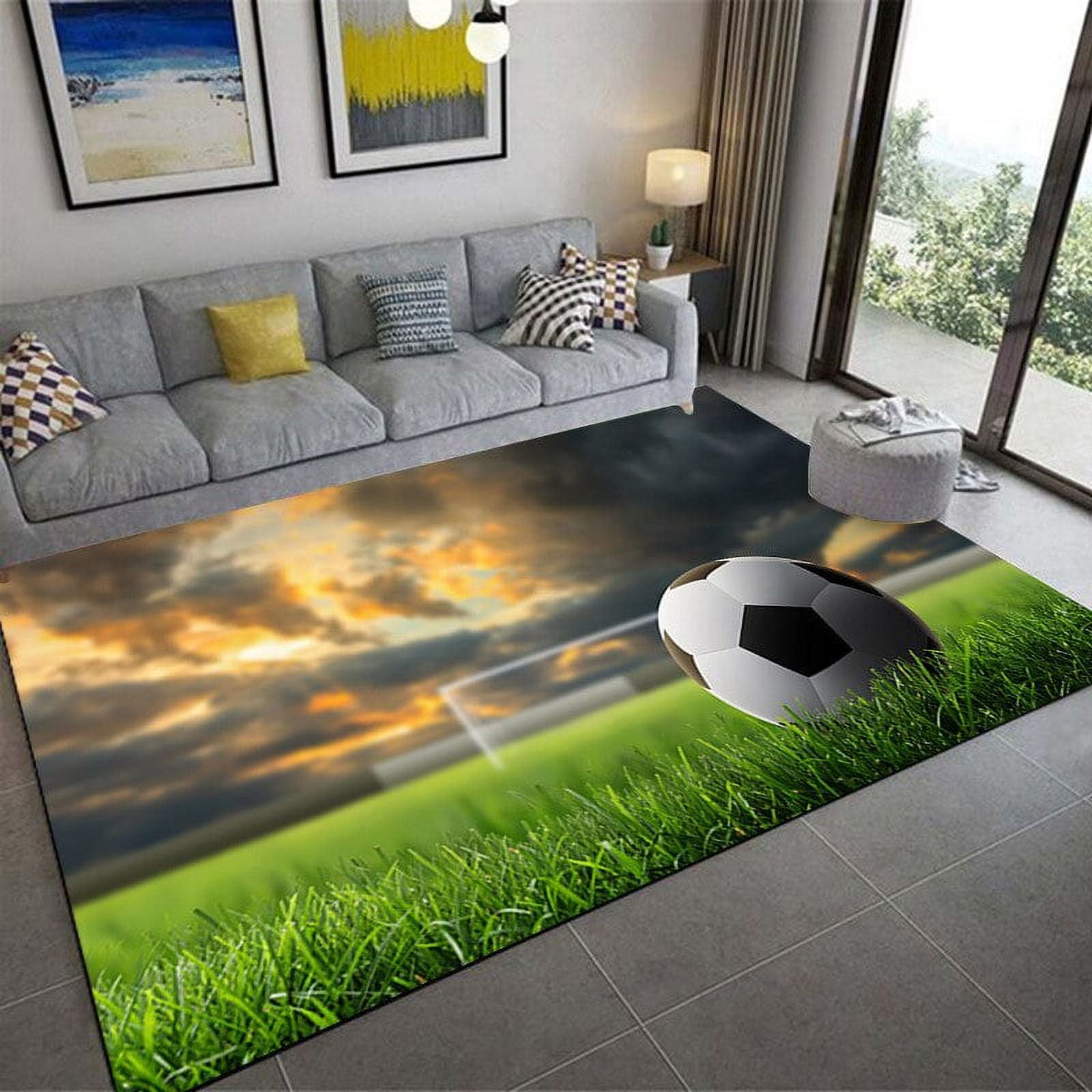 3D Football Field Carpet for Living Room Anti-slip Bedroom Bedside Area ...