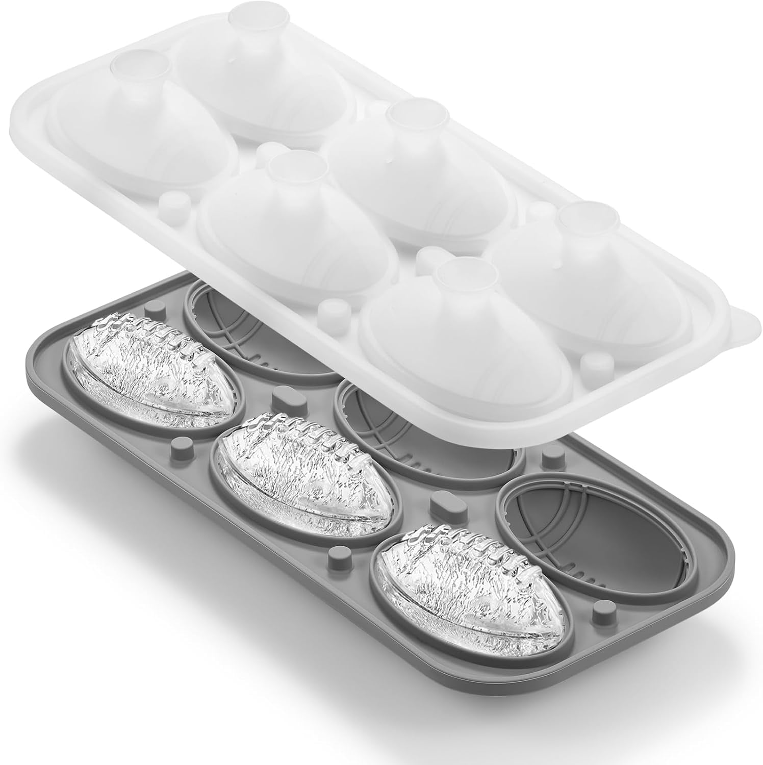 3D Football Ice Cube Tray, Large Football Silicone Fun Shapes Whiskey ...