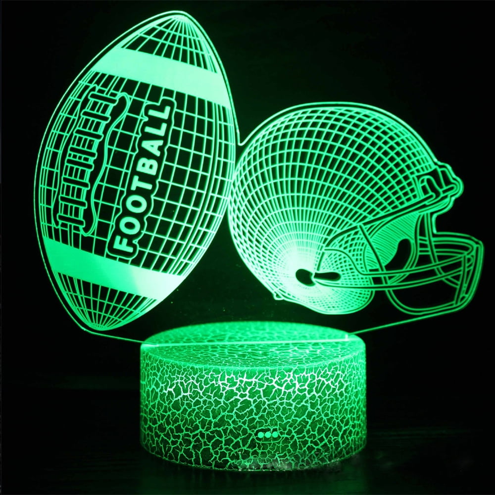 3D Football Night Light,LED Football Illusion Lamp Touch & Remote ...