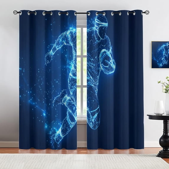 3D Football Player Blackout Curtains, Cool American Sports Window ...