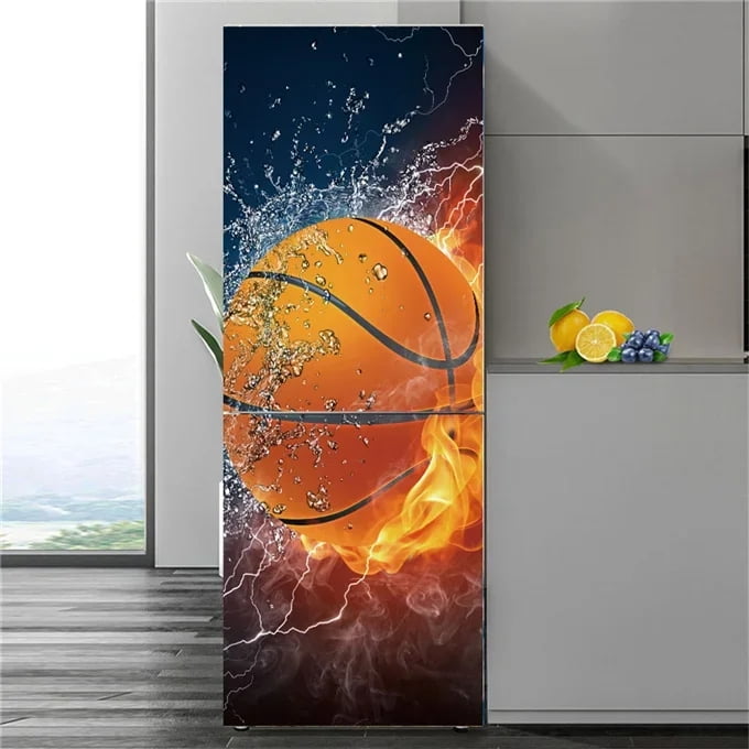 3D Football Soccer Fridge Sticker Full Door Cover Mural Ball Sports ...