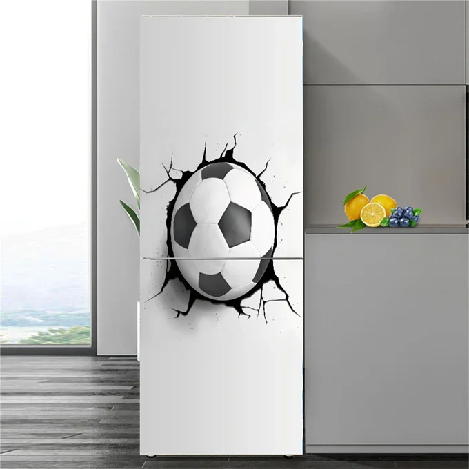 3D Football Soccer Fridge Sticker Full Door Cover Mural Ball Sports ...