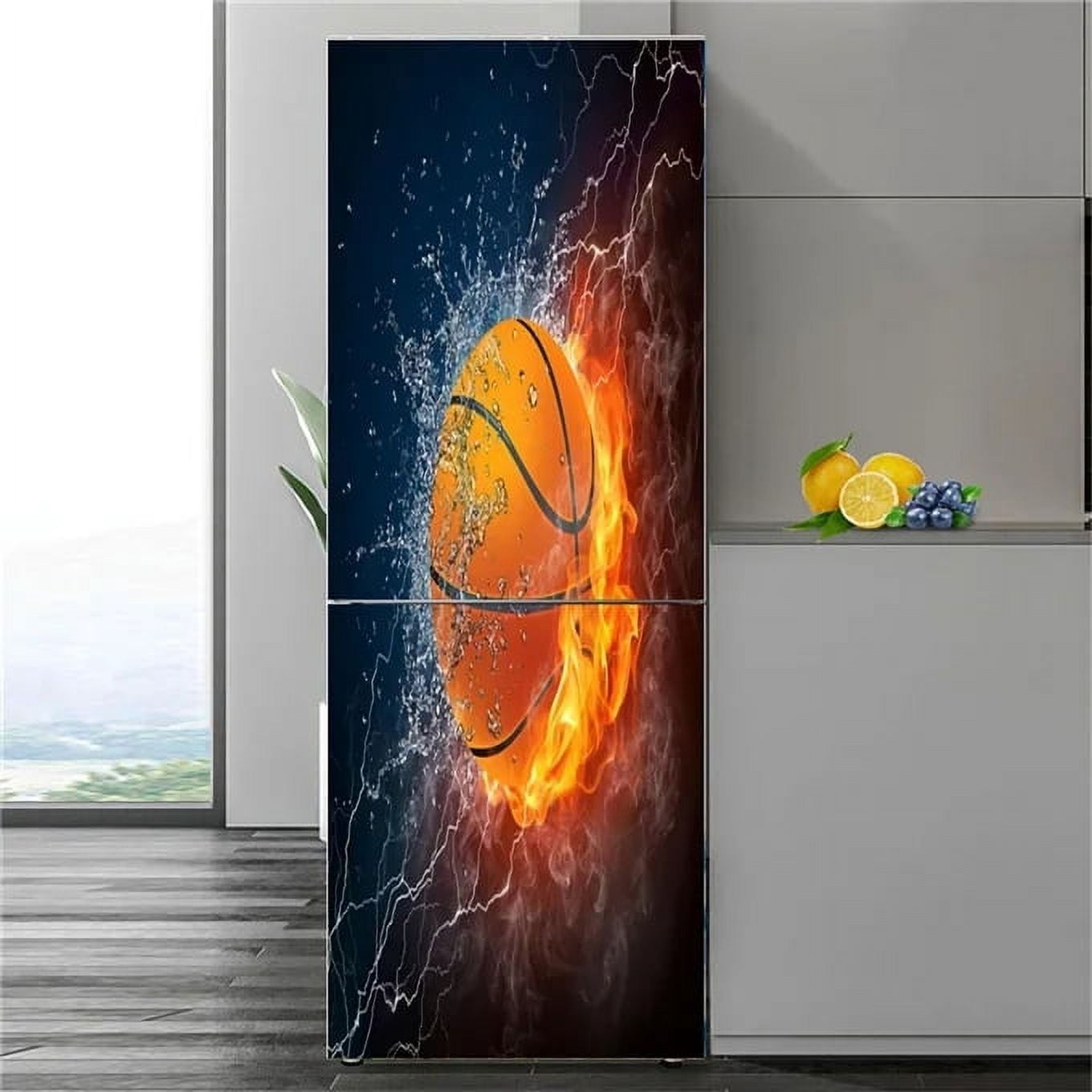 3D Football Soccer Fridge Sticker Full Door Cover Mural Ball Sports ...