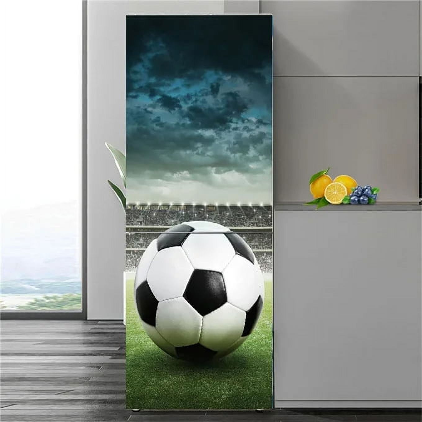 3D Football Soccer Fridge Sticker Full Door Cover Mural Ball Sports ...
