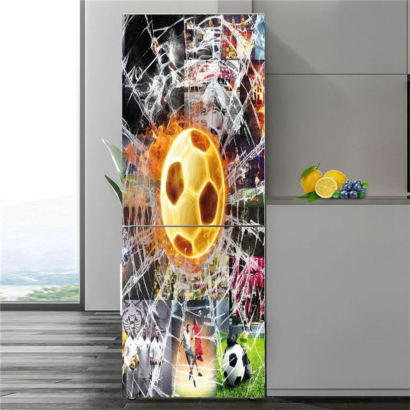 3D Football Soccer Fridge Sticker Full Door Cover Mural Ball Sports ...