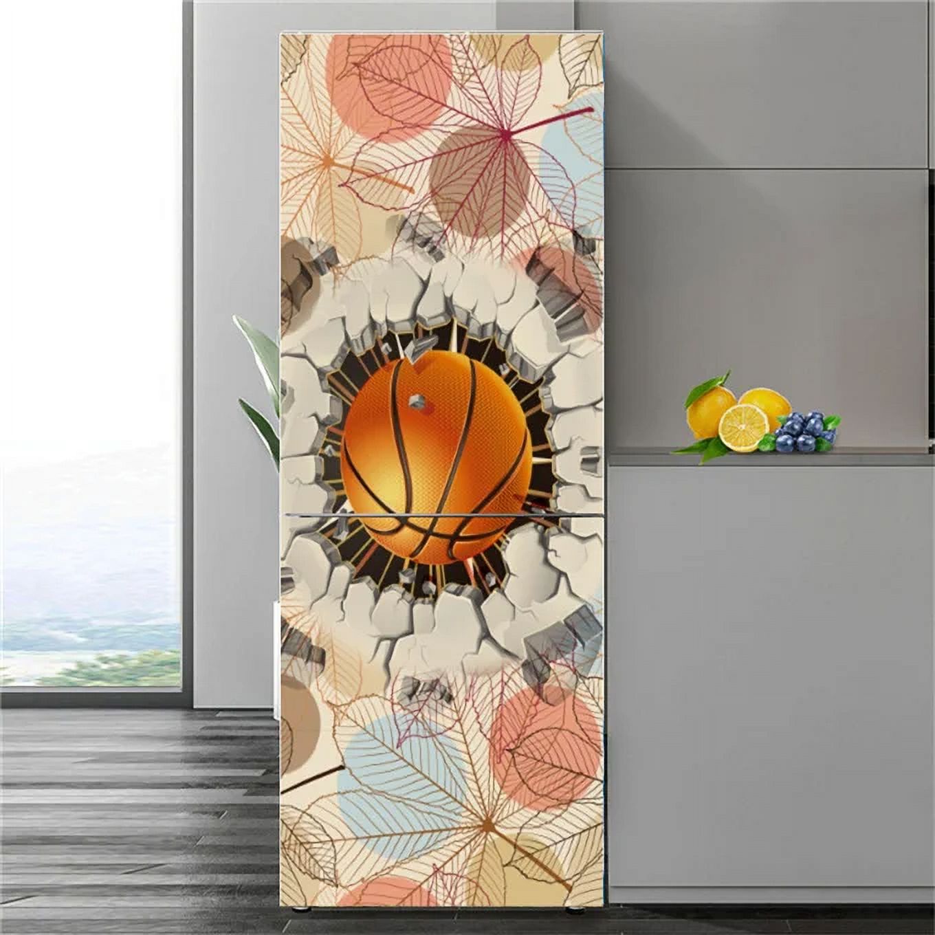 3D Football Soccer Fridge Sticker Full Door Cover Mural Ball Sports ...