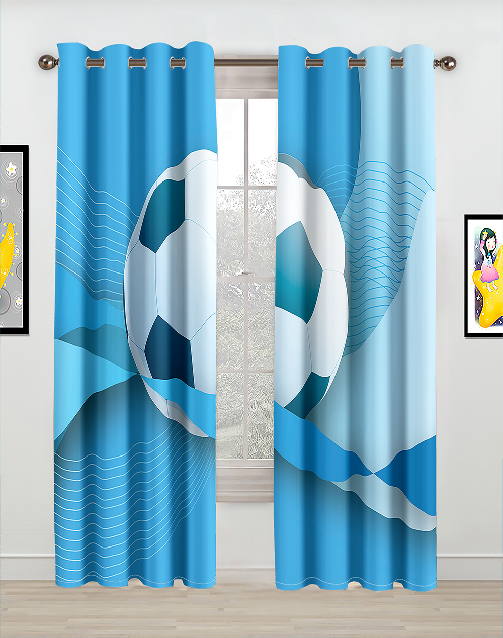 3D Football Soccer Game Window Curtains for Living Room Bedroom Kitchen ...