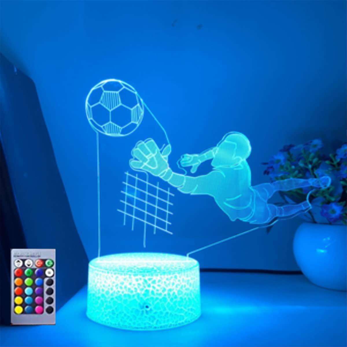 3D Football Soccer Night Light Led Decor Table Desk Optical Illusion ...