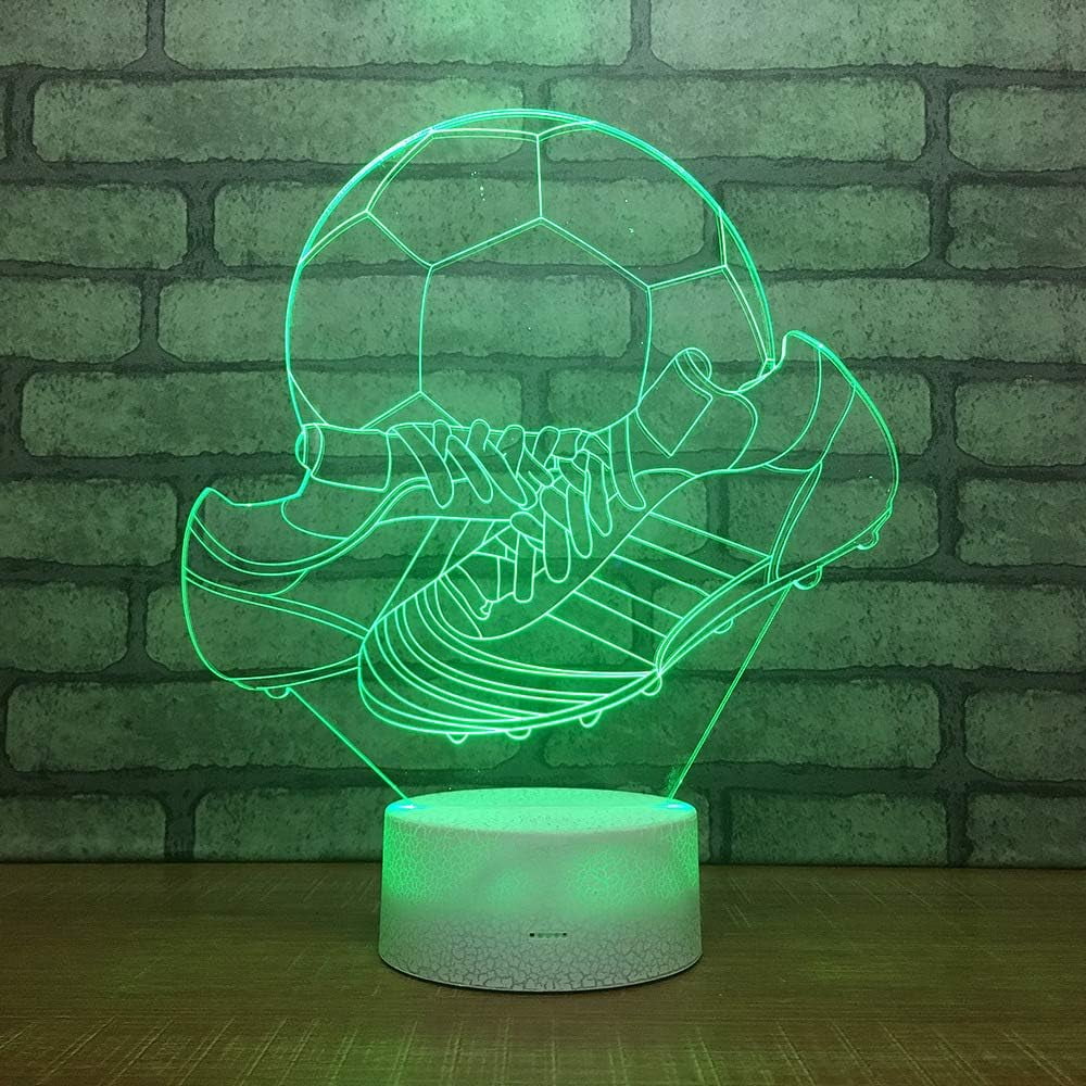 3D Football Soccer Shoes Night Light Led Touch Switch Decor Table Desk ...