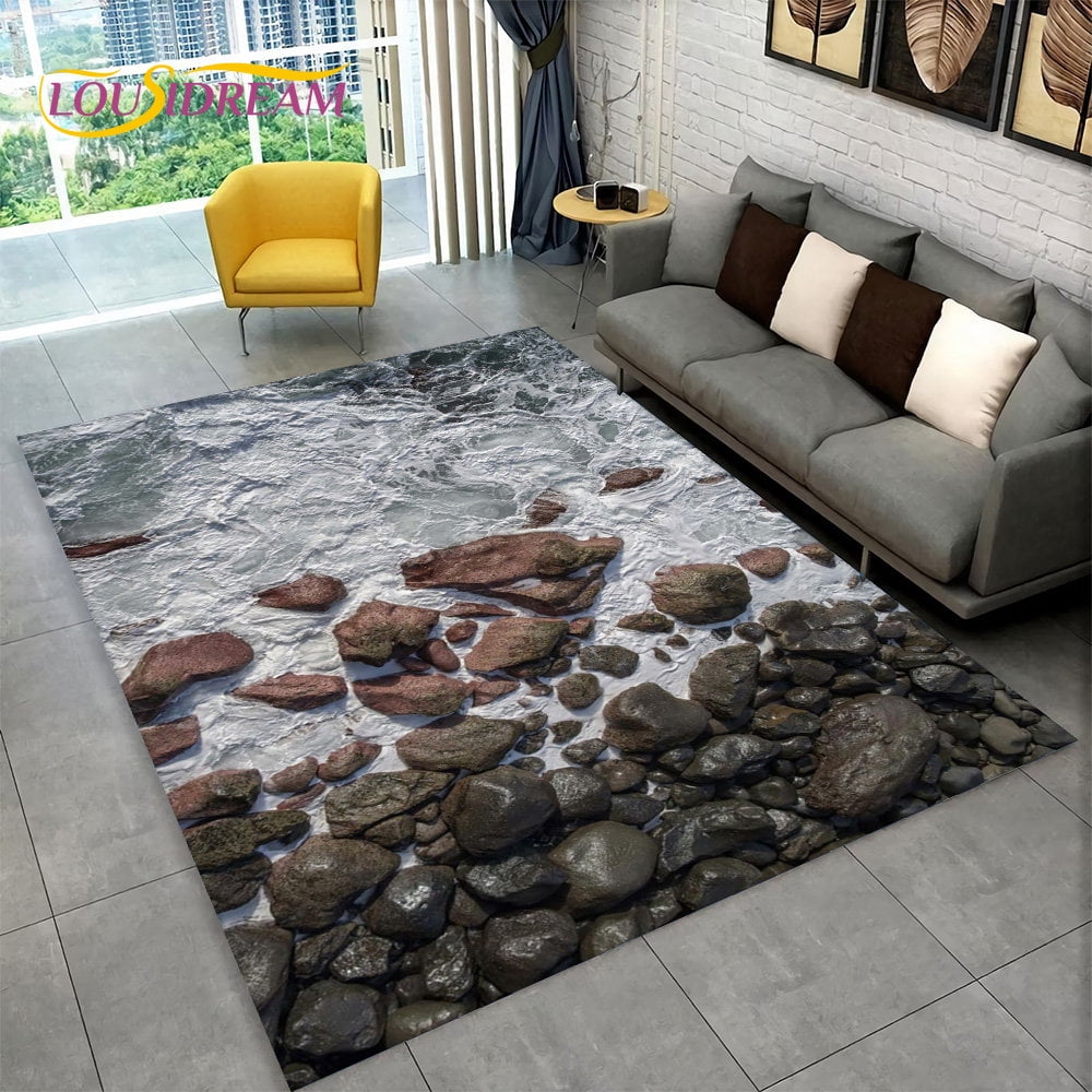 3D Footprint Beach Pebbles Area Rug Carpet Rug for Home Living Room ...