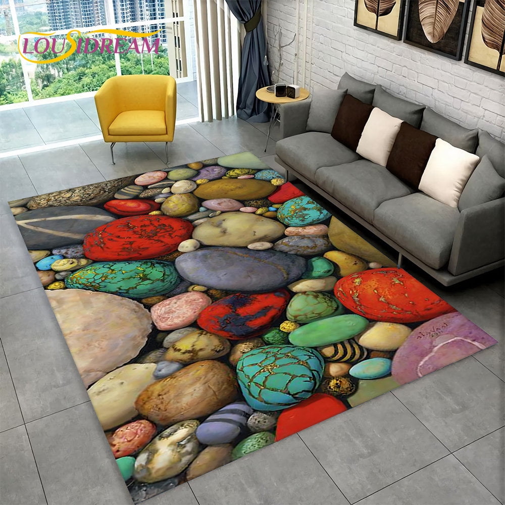 3D Footprint Beach Pebbles Area Rug Carpet Rug for Home Living Room ...