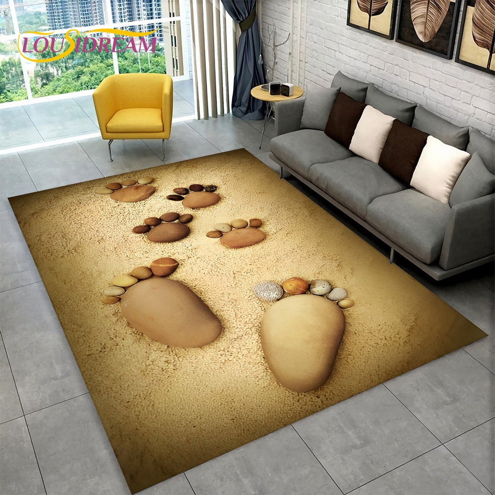 3D Footprint Beach Pebbles Area Rug Carpet Rug for Home Living Room ...