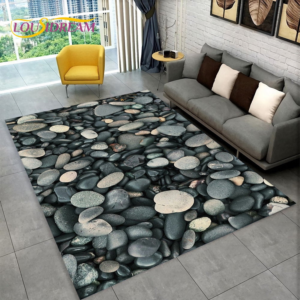 3D Footprint Beach Pebbles Area Rug Carpet Rug for Home Living Room ...