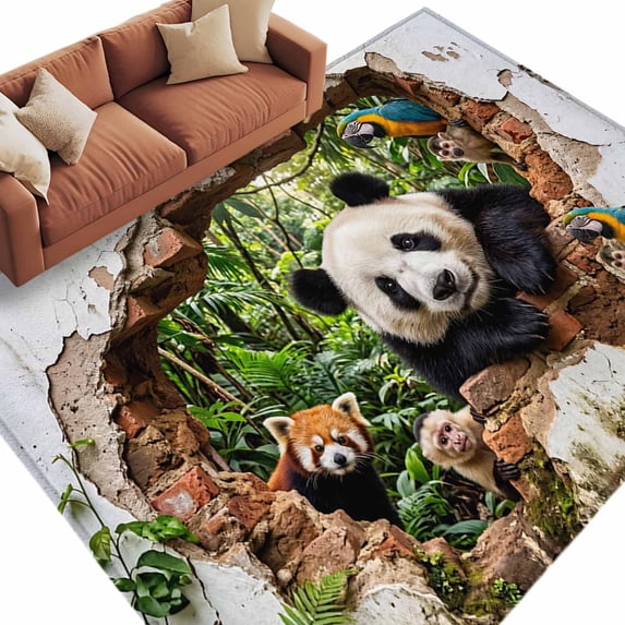 3D Forest Area Rug 6x9 Washable Rug Non Slip Modern Nature Optical ...