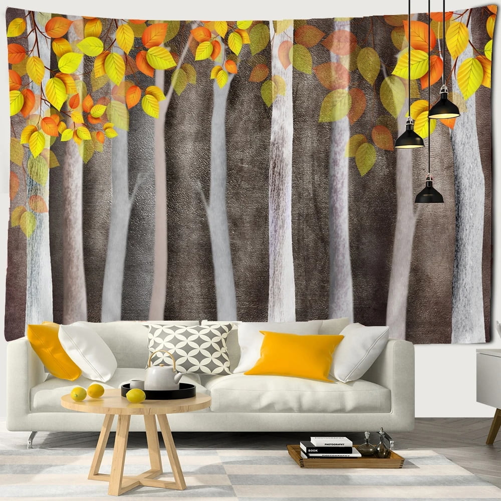 3D Forest Trees Tapestry Wall Hanging Home ration Window View Mural ...