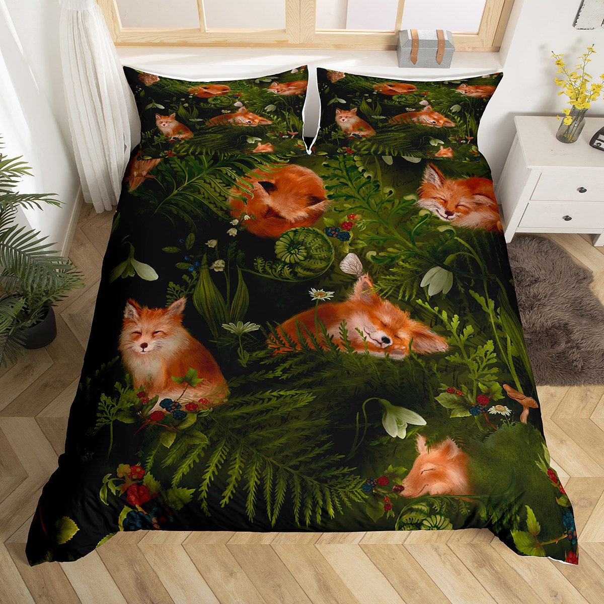 3D Fox Bedding Set Wild Animals Comforter Cover for Kids Child,Tropical ...