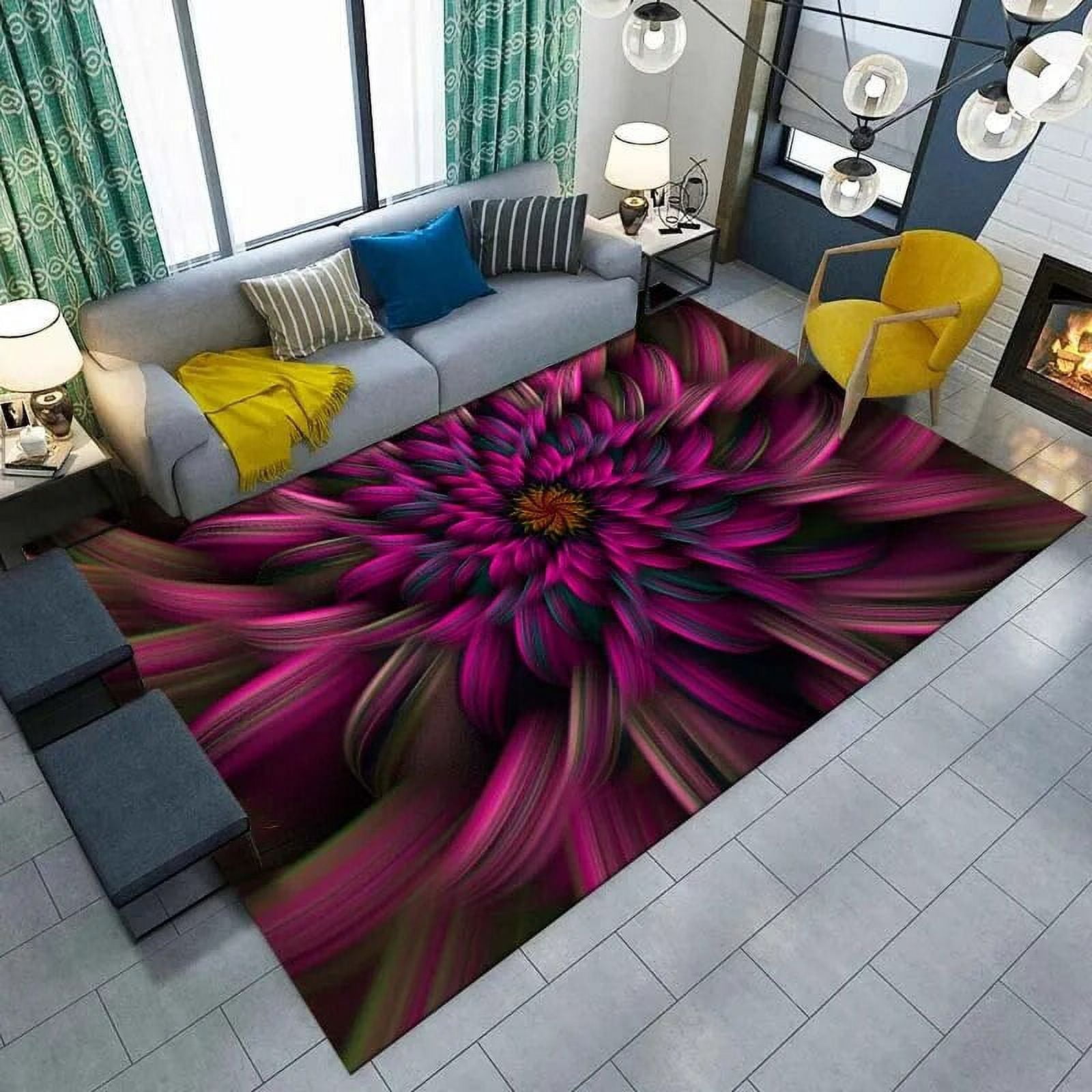 3D Fractal Flower Large Carpet Living Room Home Decor Sofa Table Rug ...