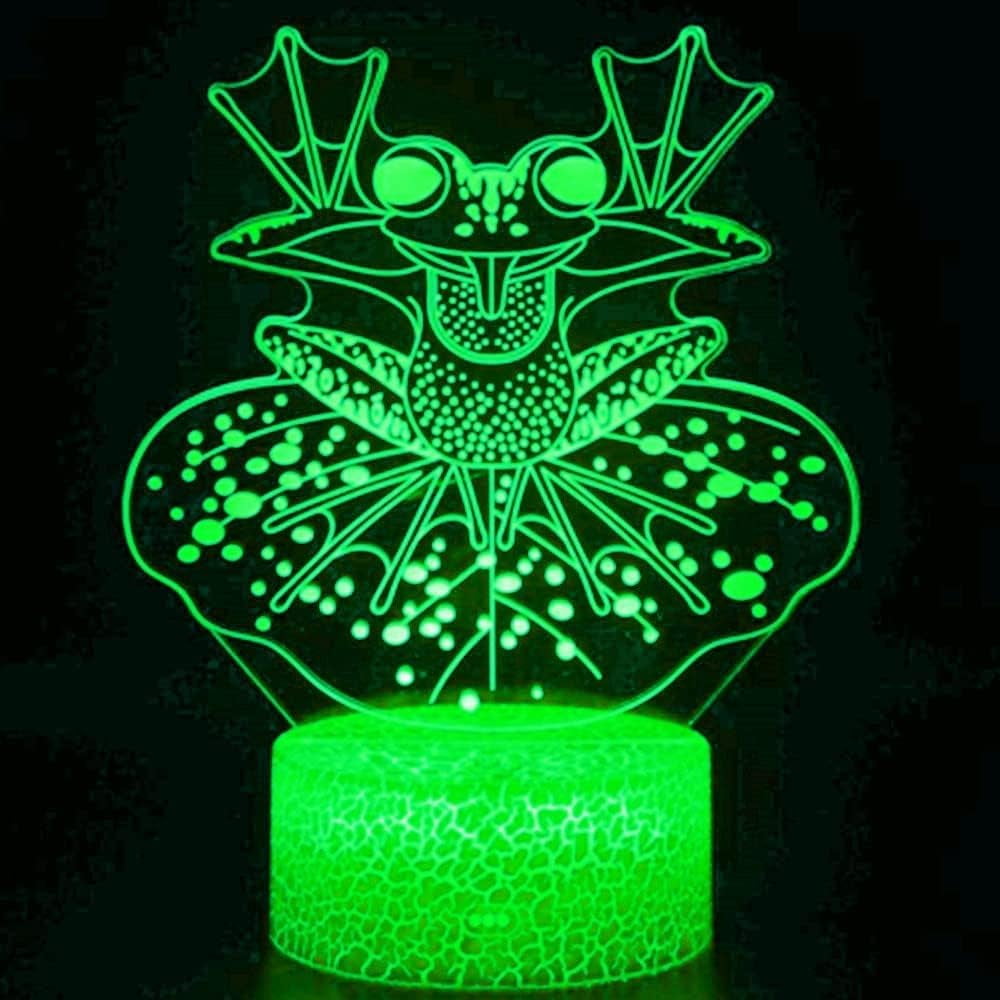 3D Frog Night Light Table Desk Optical Illusion Lamps 7 Color Changing ...