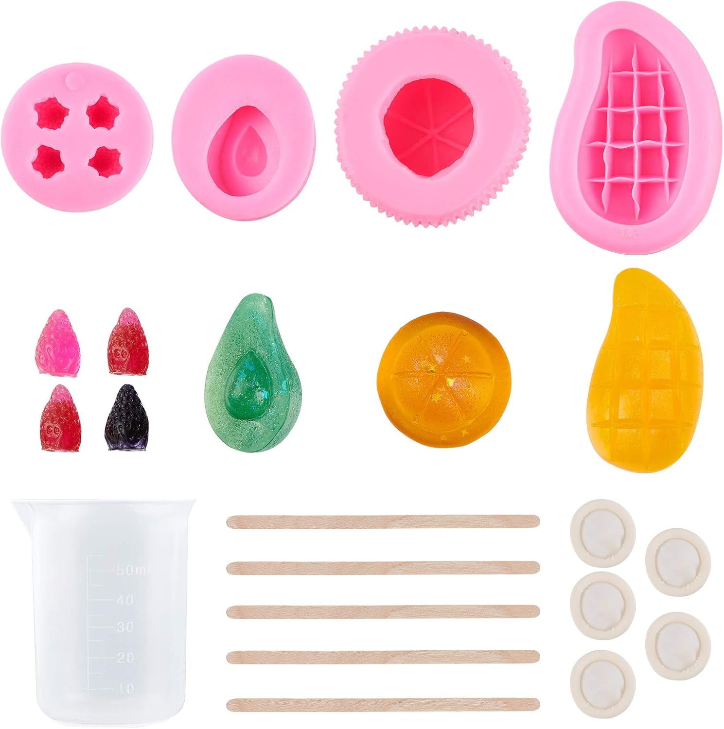 3D Fruit Silicone Mold Kit 4 pcs Mango/Strawberry/Avocado/Mangosteen ...