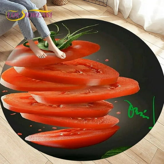 3D Fruits Vegetables Round Area Rug Circle Carpet Rug for Living Room ...