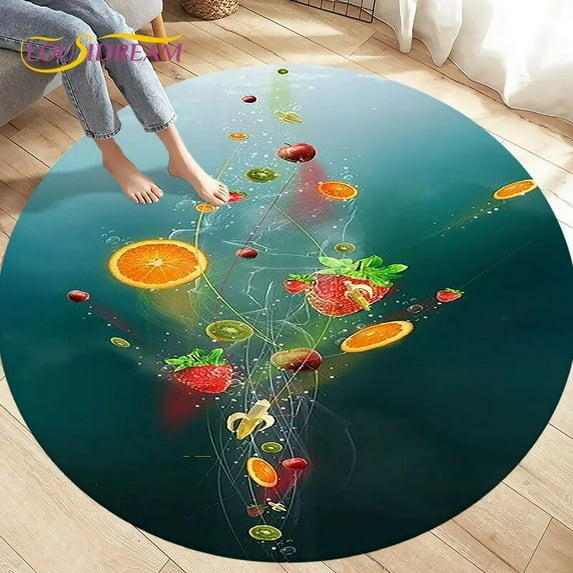 3D Fruits Vegetables Round Area Rug Circle Carpet Rug for Living Room ...