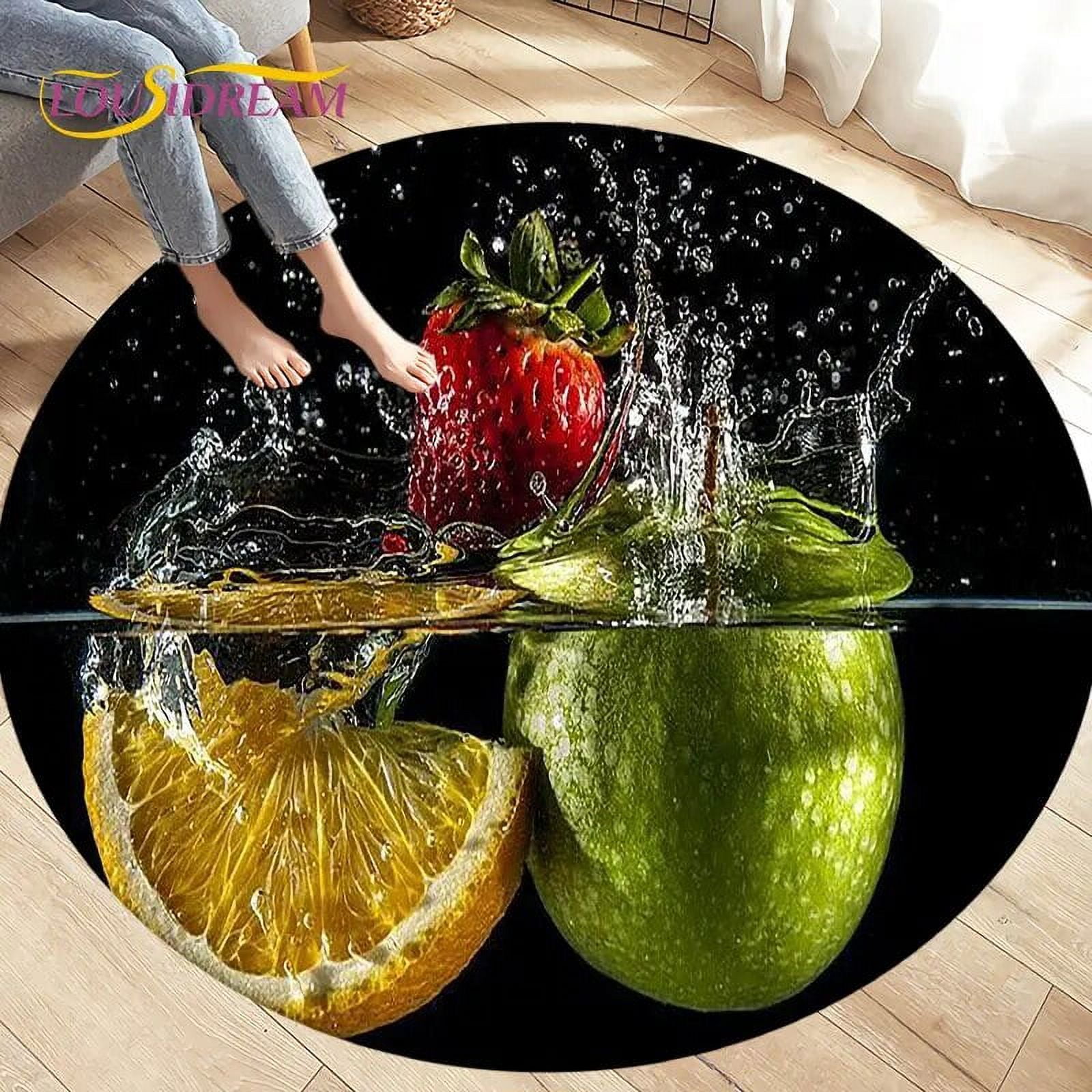 3D Fruits Vegetables Round Area Rug Circle Carpet Rug for Living Room ...