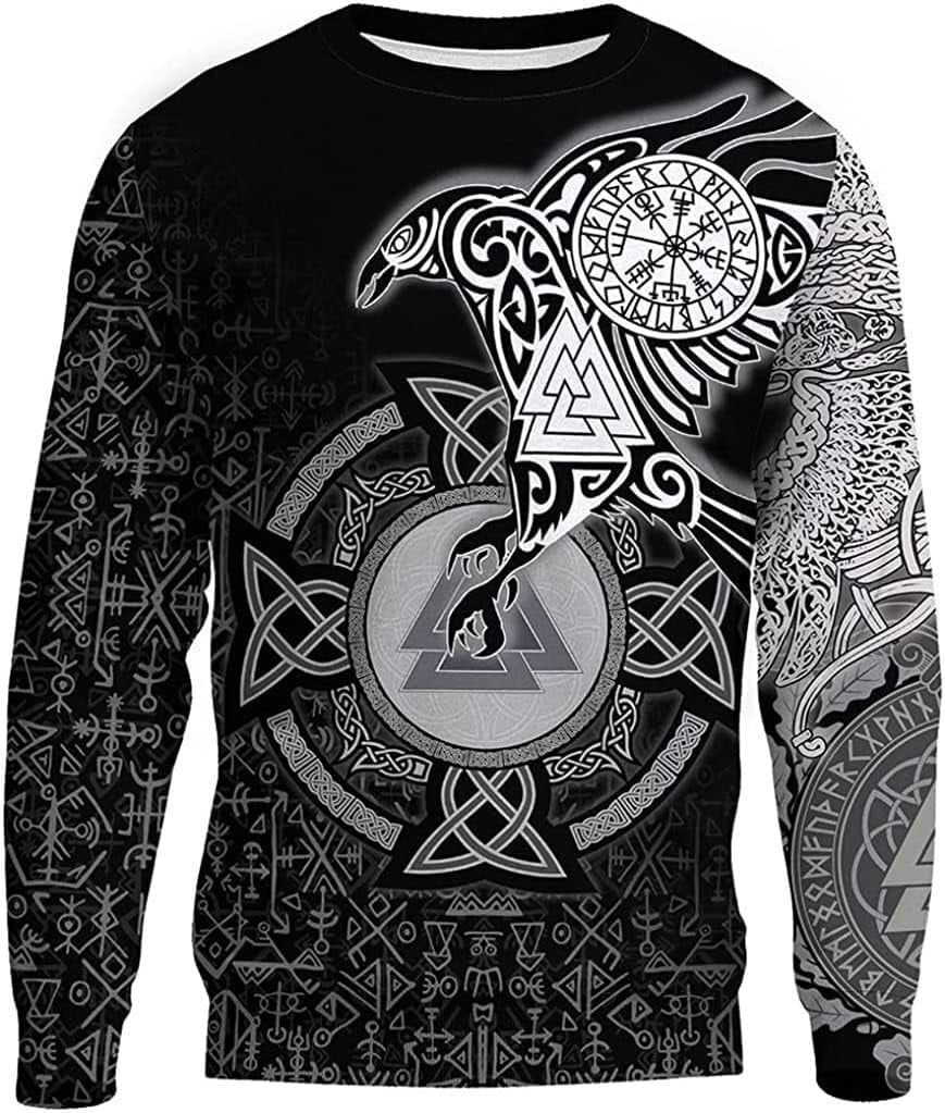 3D Full Body Print Raven Celtic Knot Vegvisir Medieval Novelty Harajuku ...