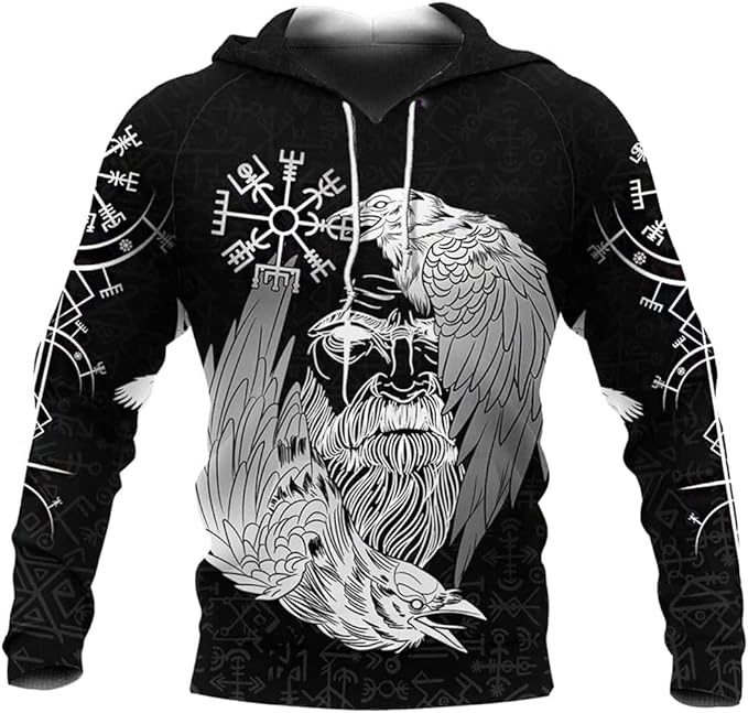 3D Full Body Print Raven Odin Wings Vegvisir Runes Medieval Novelty ...