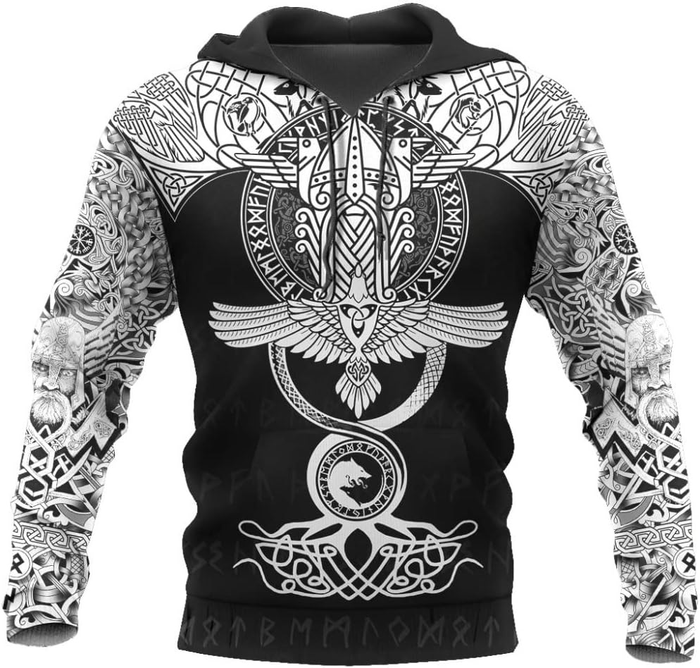 3D Full Body Printed Awe Helmet Yin Yang Wolf Medieval Novelty Harajuku Hoodie Norse Mythology ...