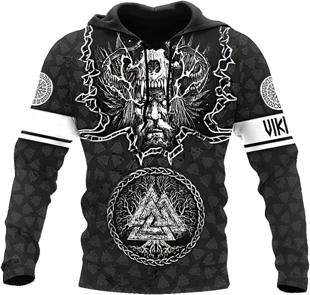 3D Full Body Printed Odin Satan Celtic Knot Medieval Novelty Harajuku Hoodie Norse Mythology ...