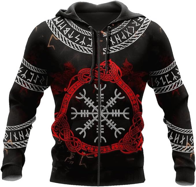 3D Full Body Printing Viking Dragon Vegvisir Rune Compass Medieval ...