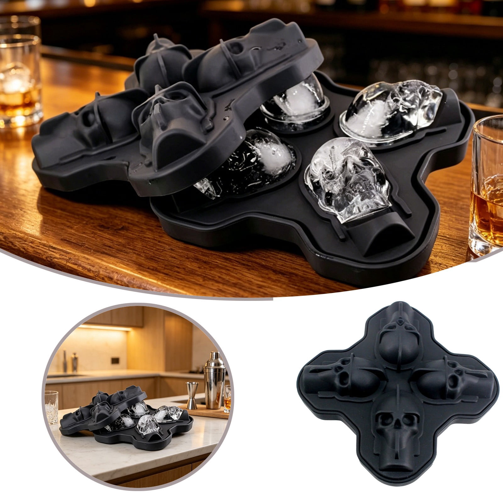 3D Fun Shapes Silicone Ice Cube Tray, Easy Release Food Grade Ice Mold ...