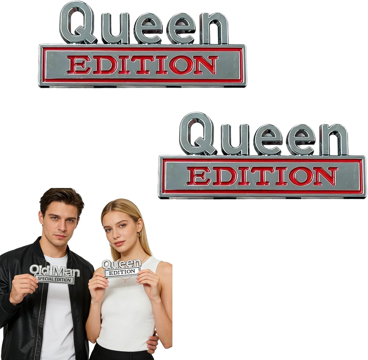 3D Funny Emblem Sticker Queen Edition 2 PCS, Old Man Car Decal Metal ...