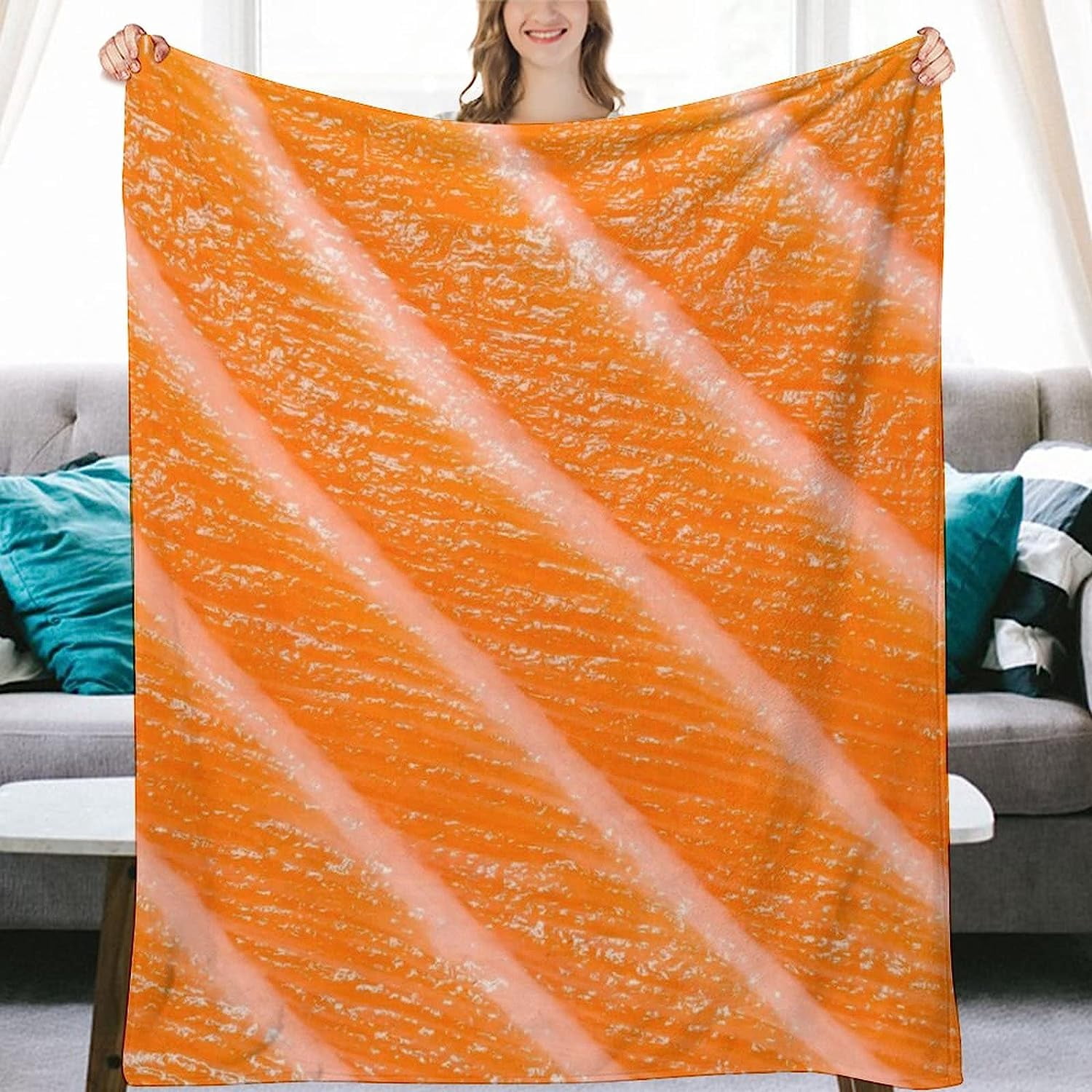 3D Funny Realistic Food Salmon Sushi Flannel Fleece Throw Blankets Soft ...