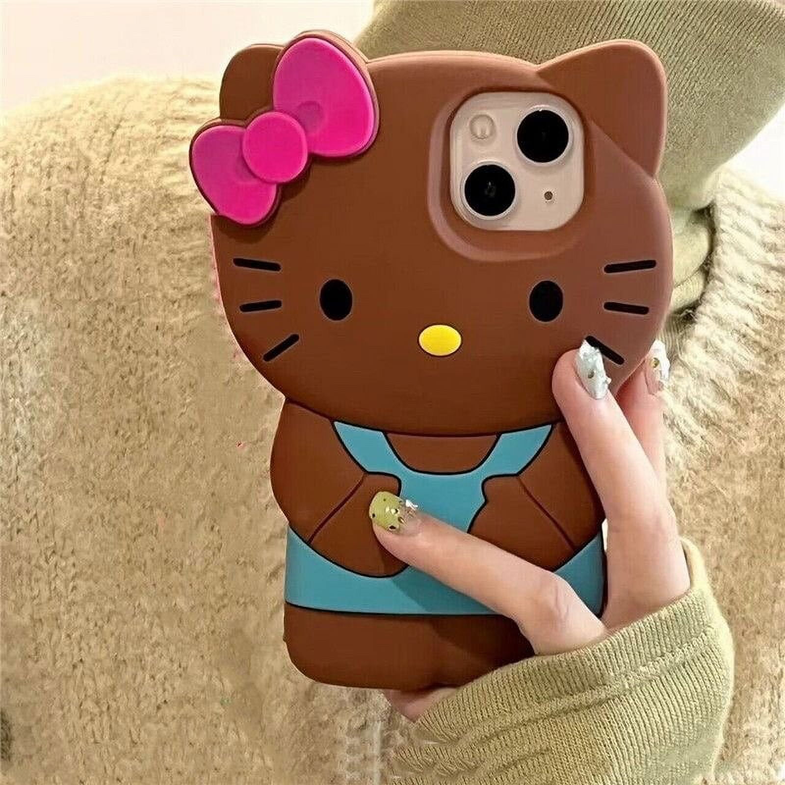 3D Funny Sanrio Hello Kitty Retro Brown Black Phone Cases For iPhone 15 ...