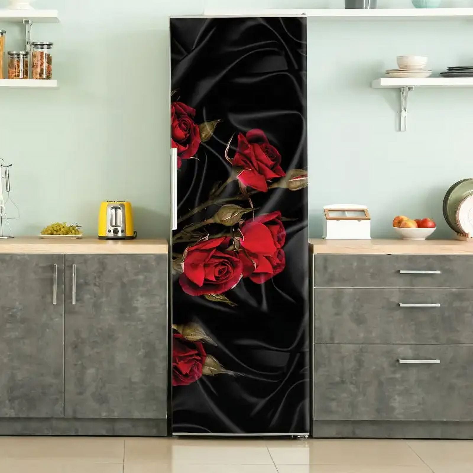 3D Funny Skull Fridge Stickers Cartoon Skeleton Refrigerator Wallpaper ...