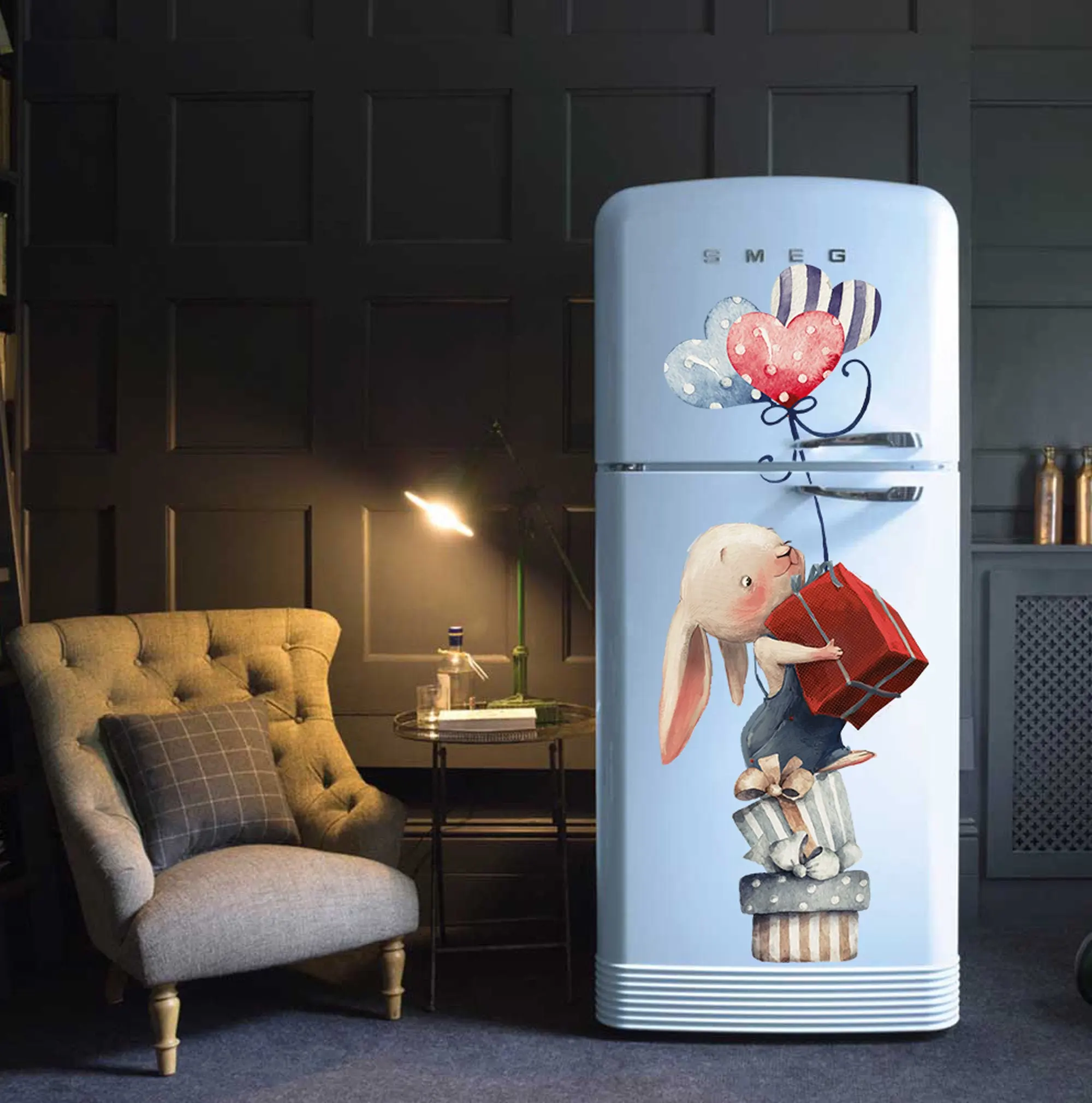 3D Funny Skull Fridge Stickers Cartoon Skeleton Refrigerator Wallpaper ...