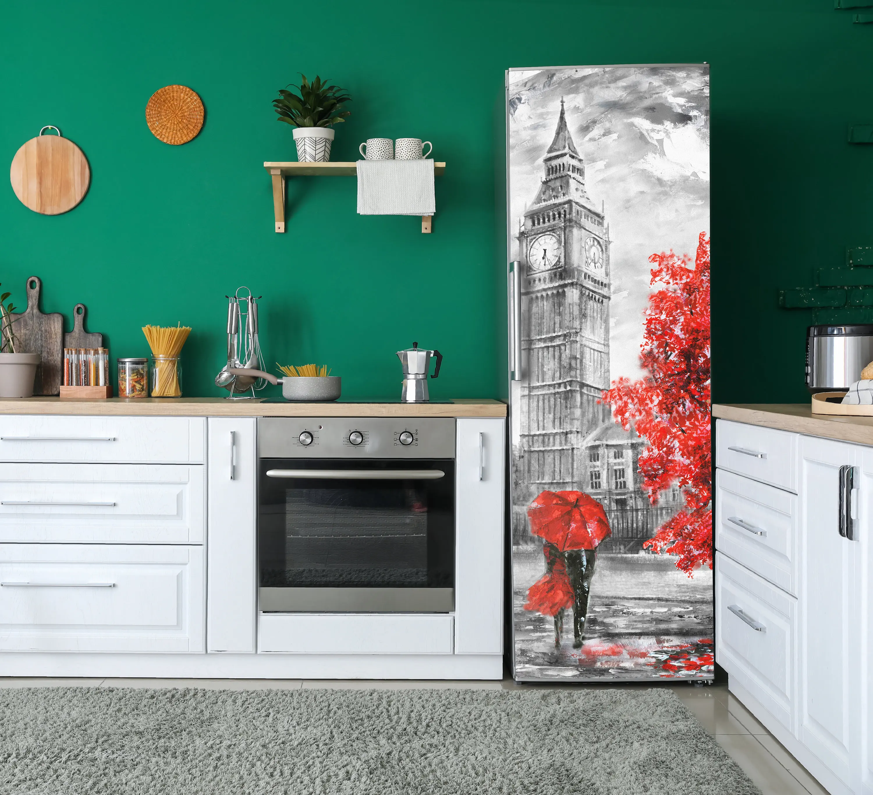 3D Funny Skull Fridge Stickers Cartoon Skeleton Refrigerator Wallpaper ...