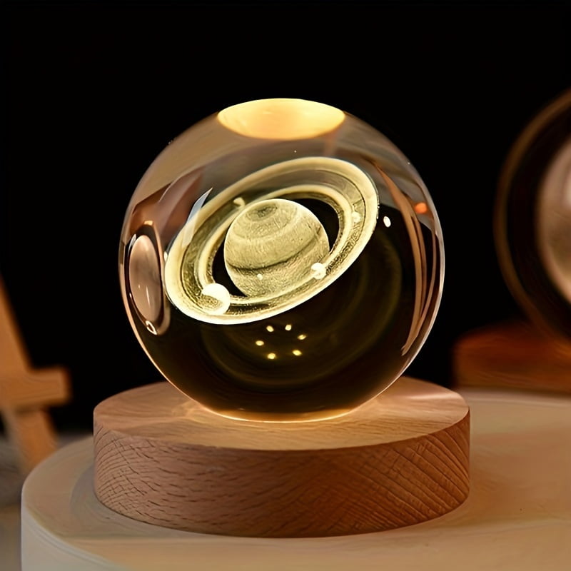 3D Galaxy Crystal Ball Lamp Sun System Astronomy Planets Model Night ...