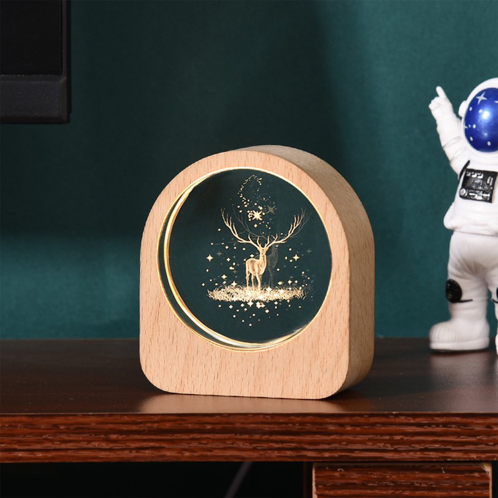 3D Galaxy Crystal Ball Night Light,Universe Crystal Ball Lamp, Wooden ...