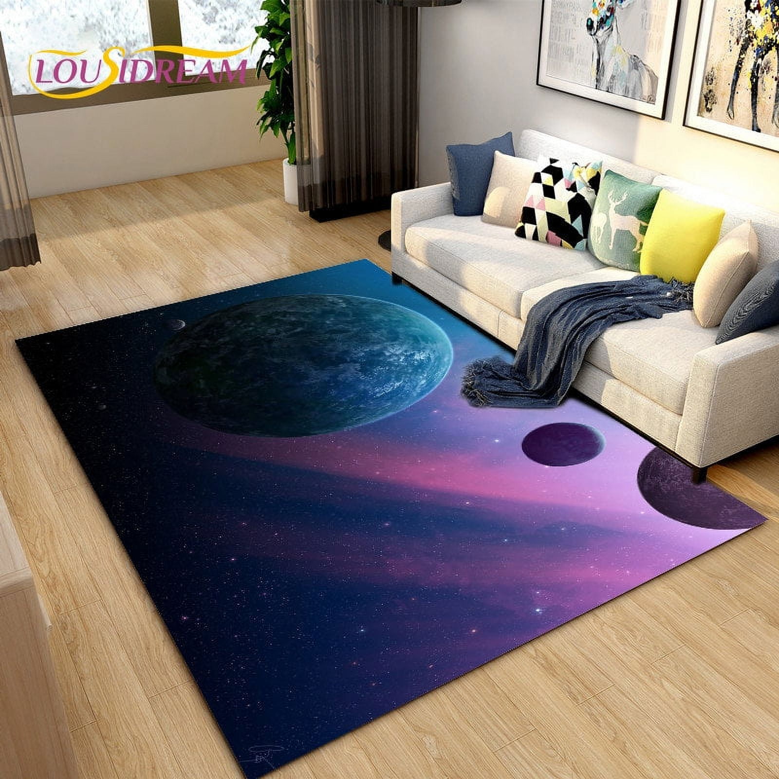 3D Galaxy Space Fixed Stars Area Rug Carpet Rug for Living Room ...