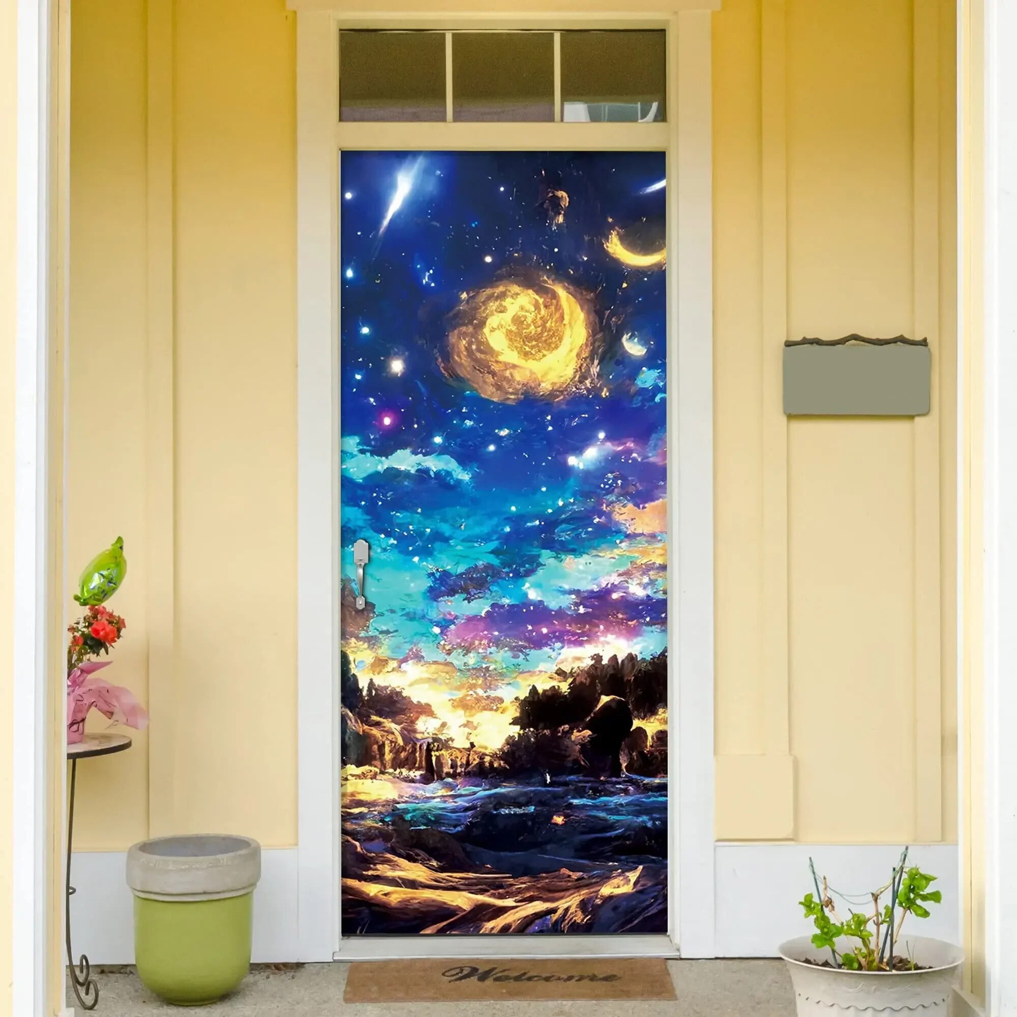 3D Galaxy blue starry sky 3D door sticker Star map wallpaper Outer ...