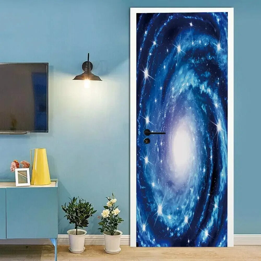 3D Galaxy blue starry sky 3D door sticker Star map wallpaper Outer ...