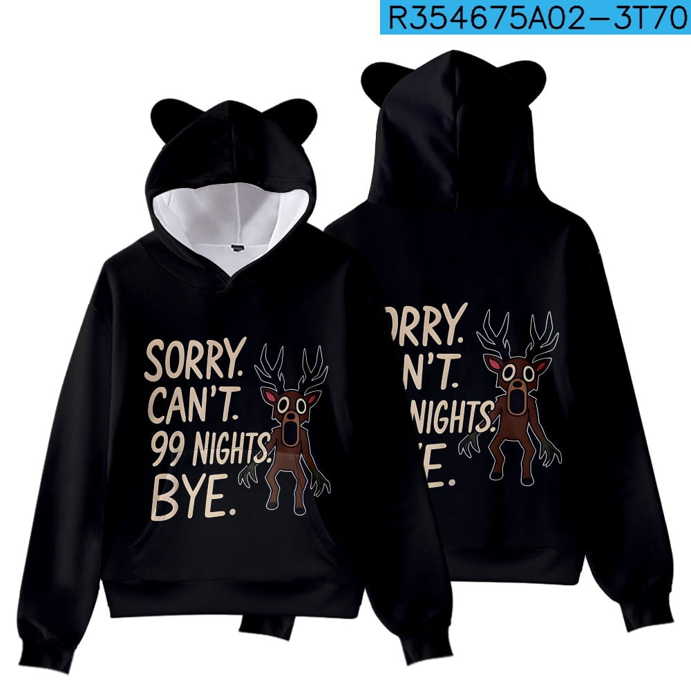 3D Game Cat Ear Hoodie – Forest Night Print Pullover Sweatshirt, Casual ...